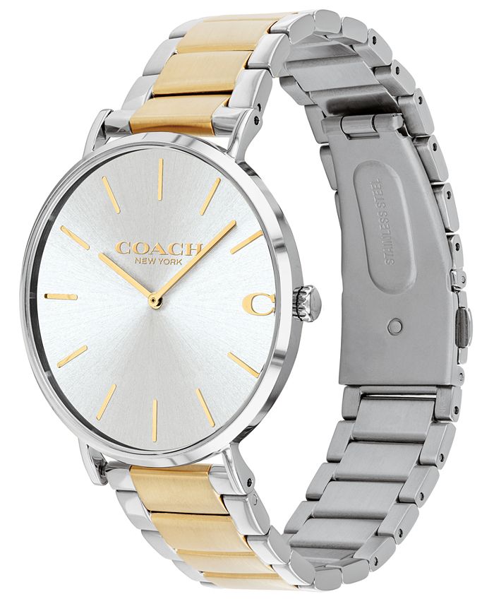 COACH Men's Charles Two-Tone Stainless Steel Bracelet Watch 41mm - Macy's
