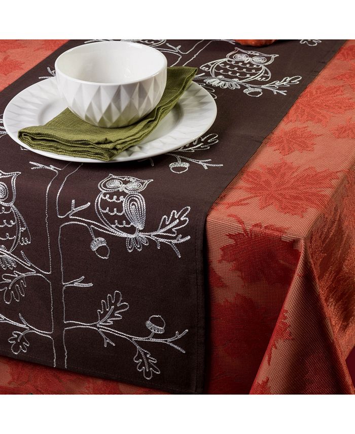 Design Imports Table Runner Embroidered Owls - Macy's