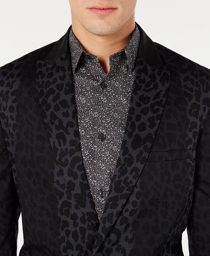 INC International Concepts INC Men's Slim-Fit Leopard Print Blazer ...