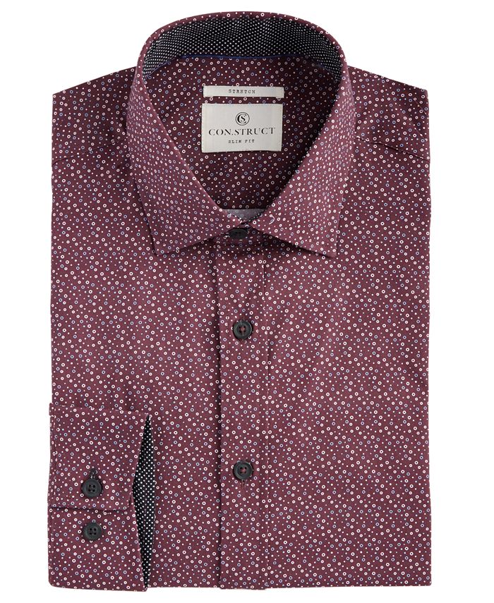 ConStruct Con.Struct Men's Slim-Fit Stretch Circle Pattern Dress Shirt ...