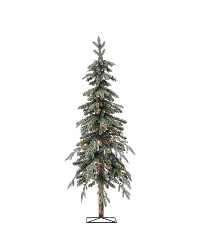 Sterling 5Ft. Pre-Lit Flocked Natural Cut Alpine Tree with 70 Clear ...