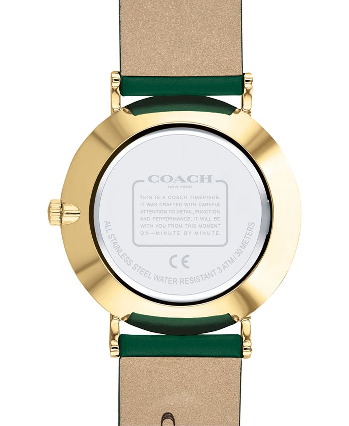 COACH Women's Perry Green Leather Strap Watch 36mm - Macy's