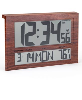 Marathon Jumbo Atomic Wall Clock with 6 Time Zones, Indoor Temperature ...