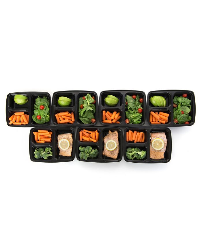 California Home Goods Meal Prep Haven 3 Compartment Food Containers ...