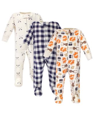 Hudson Baby Zipper Sleep N Play, Forest, 3 Pack, Preemie - Macy's