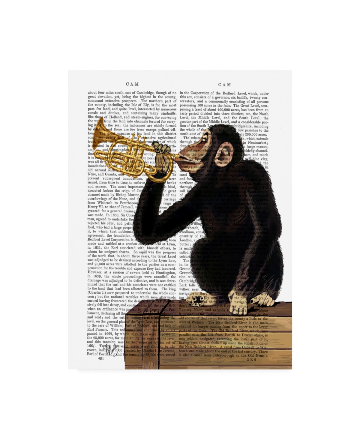 Fab Funky Monkey Playing Trumpet Canvas Art - 27 x 33.5 by Trademark