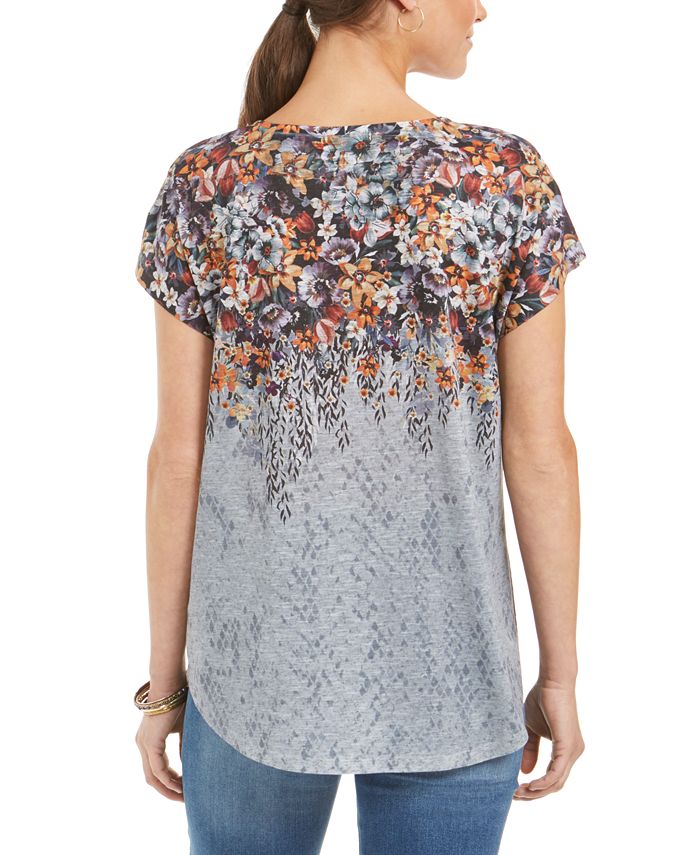 Style & Co Mixed-Print Top, Created for Macy's - Macy's