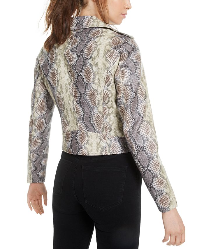 Bar III Snake-Print Faux-Leather Jacket, Created for Macy's & Reviews ...