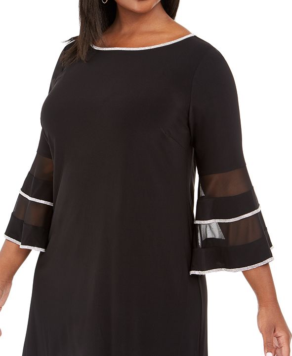 MSK Plus Size Illusion Bell-Sleeve Dress & Reviews - Dresses - Plus ...