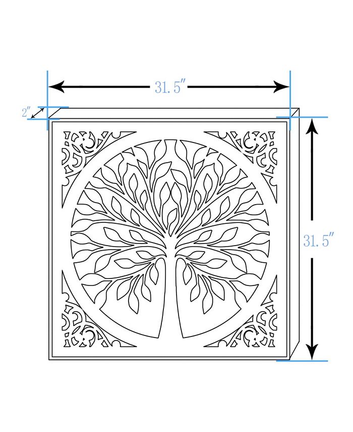 Luxen Home Tree Inlay Square Metal Wall Panel - Macy's