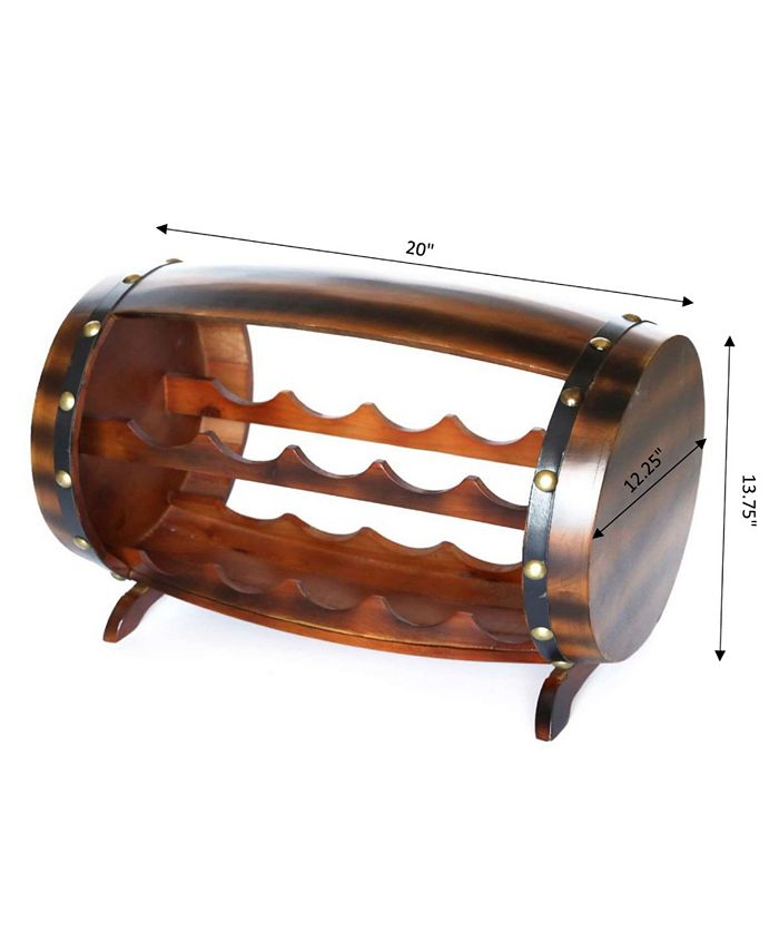 Vintiquewise Wooden Barrel Shaped Wine Rack, 10 Bottle Decorative Wine ...