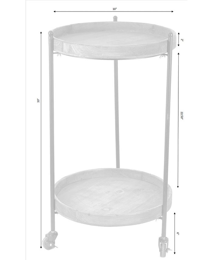 Vintiquewise 2-Tier Round Bar Cart, Wooden Serving Cart on Wheels - Macy's