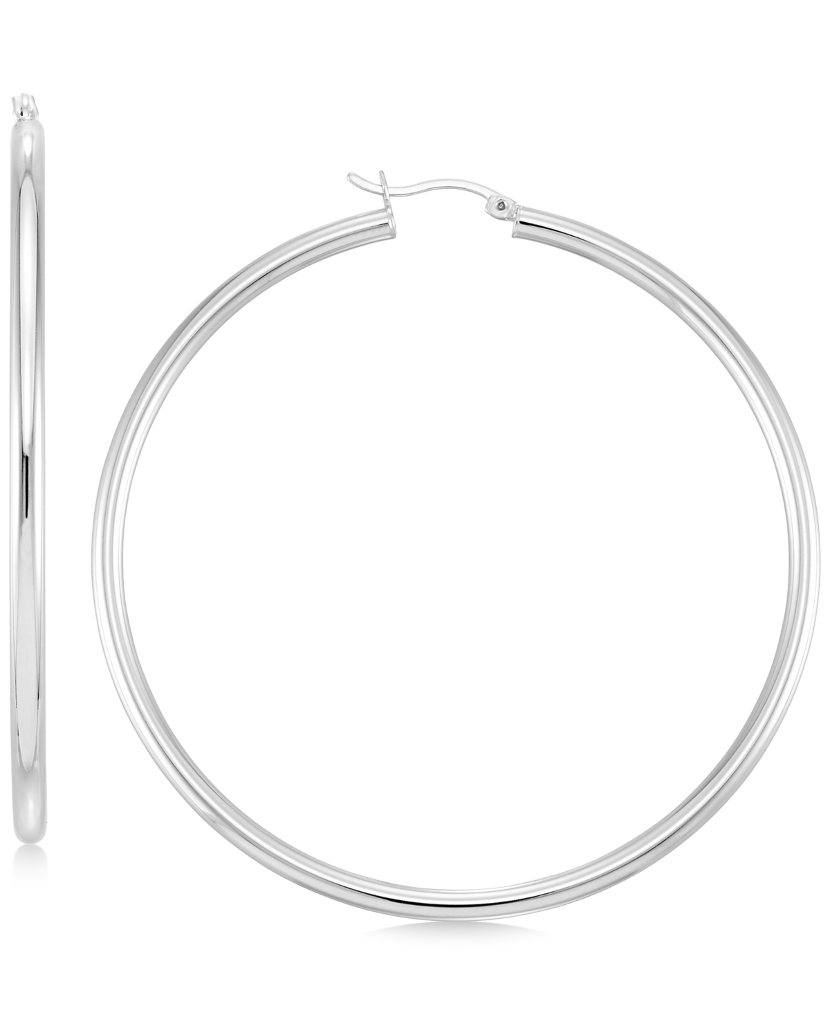 Click here for Round Hoop Earrings in 14k Gold Over Silver - Whit... prices