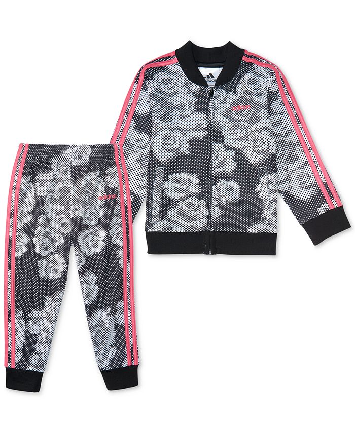 adidas Little Girls 2-Pc. Printed Tricot Jacket & Pants Set - Macy's