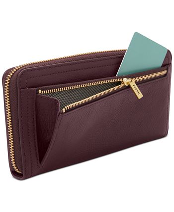 Fossil RFID Logan Leather Zip Wallet - Macy's