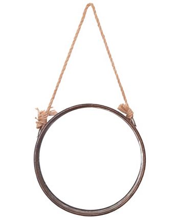 Vintiquewise Galvanized Metal Round Faux Rust Framed Wall Mirror with ...
