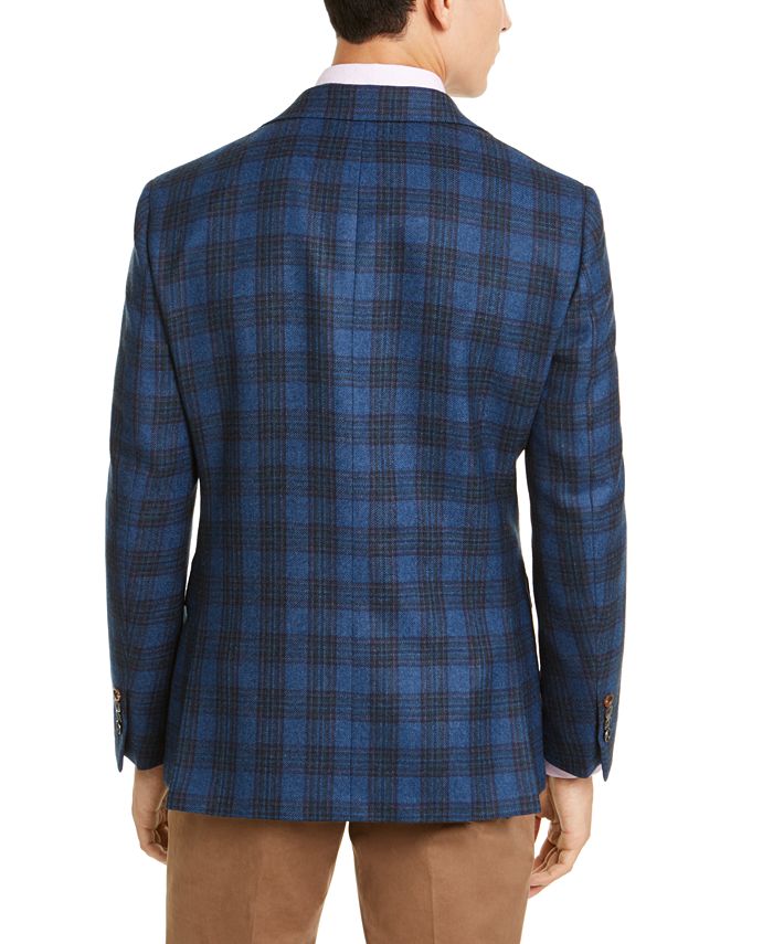 Tallia Men's Slim-Fit Blue Plaid Sport Coat - Macy's