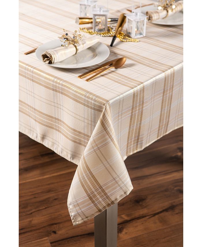 Design Imports Metallic Plaid Tablecloth - Macy's