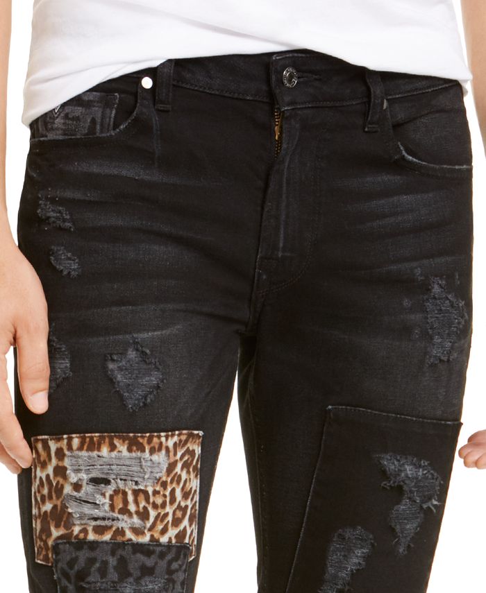 GUESS Men's Skinny Fit Leopard Patch Jeans - Macy's