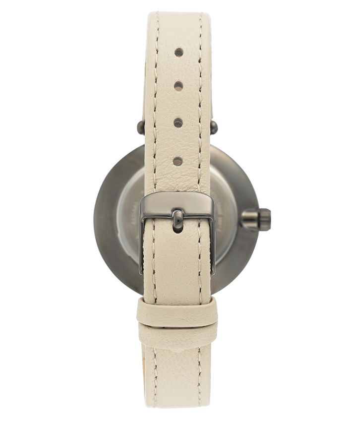 Anne Klein Women's Cream Leather Strap Watch 34mm & Reviews - Macy's
