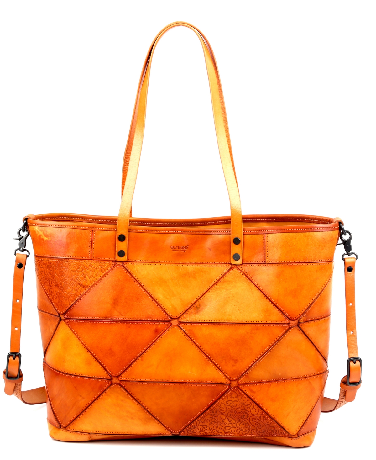 Old Trend Womens Genuine Leather Prism Tote Bag - Chestnut