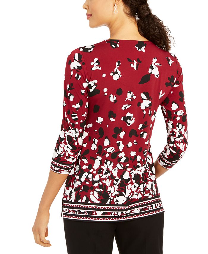 JM Collection Printed Rhinestone-Embellished Tunic, Created for Macy's ...