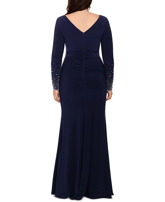 Xscape Plus Size Embellished Sleeve Gown Macys