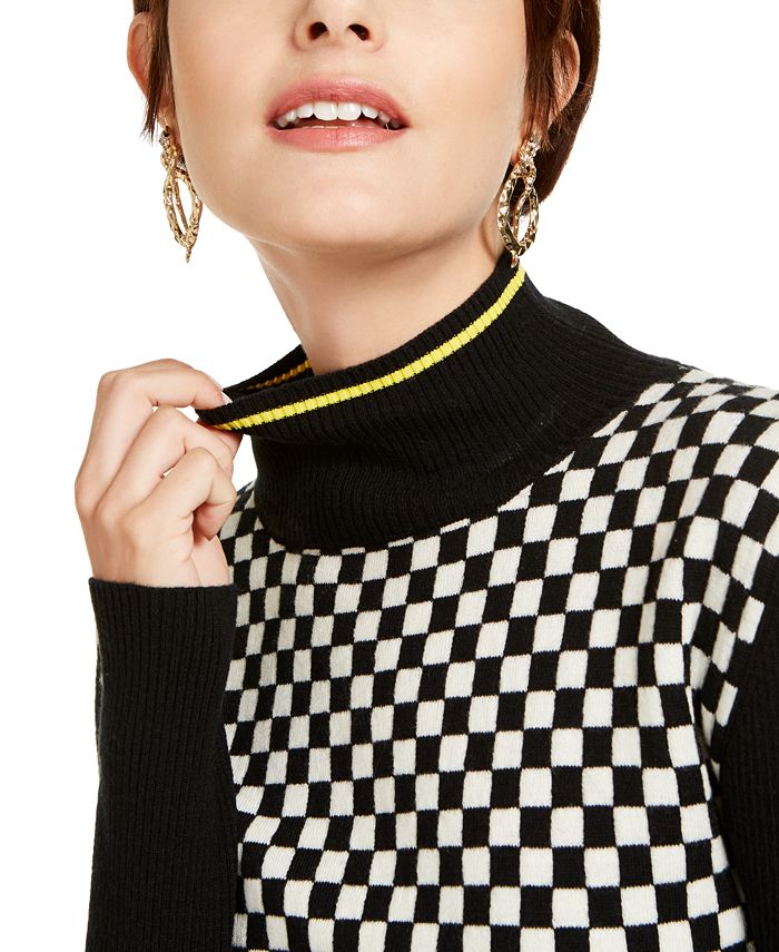 Escada Checkered Turtleneck Sweater - Macy's