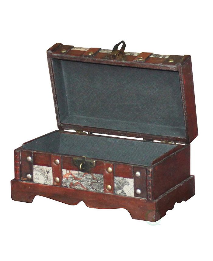 Vintiquewise Old World Map Wooden Small Trunk - Macy's