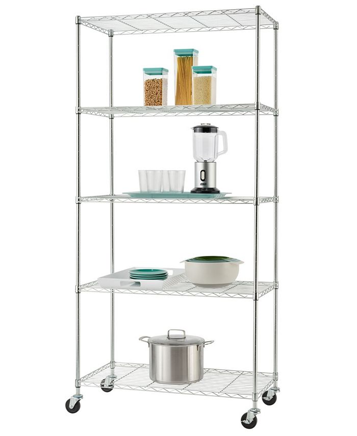 TRINITY Basics 5-Tier Wire Shelving Rack Includes Wheels - Macy's