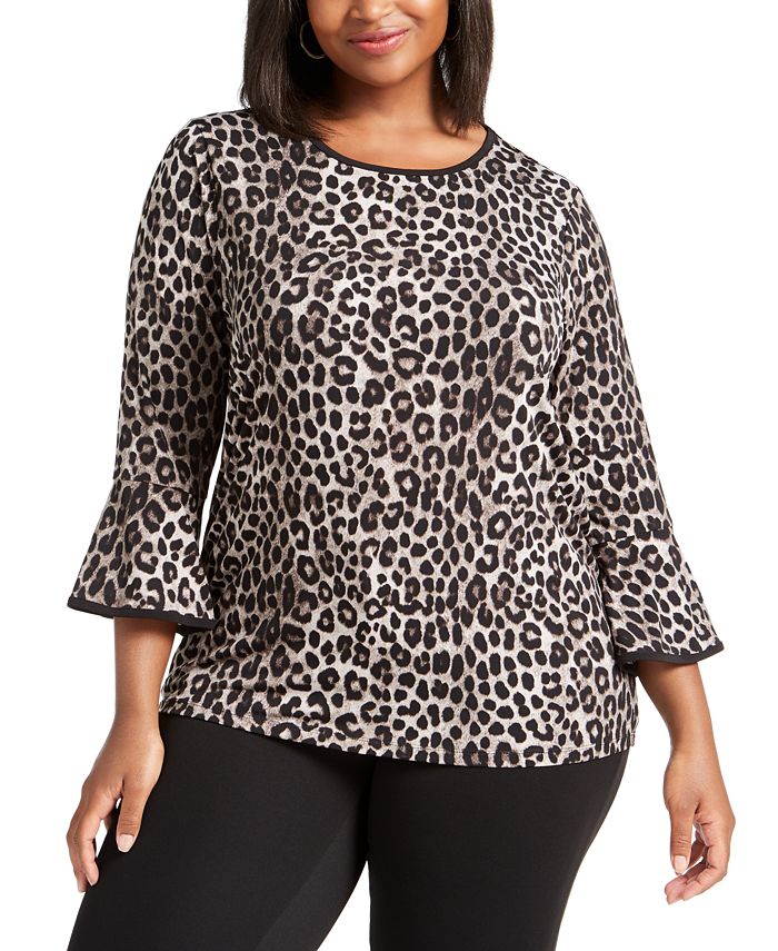 Michael Kors Plus Size Animal-Print Top - Macy's