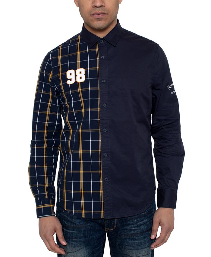 Sean John Men's Partial Plaid 98 Shirt - Macy's