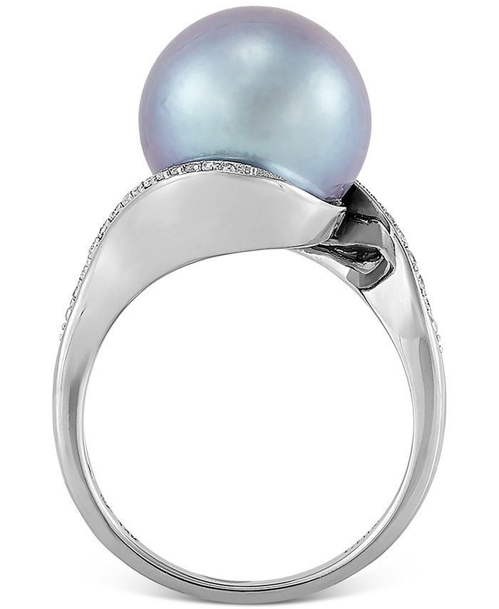 Honora Cultured Grey Ming Pearl (12mm) & Diamond (1/8 ct. t.w ...
