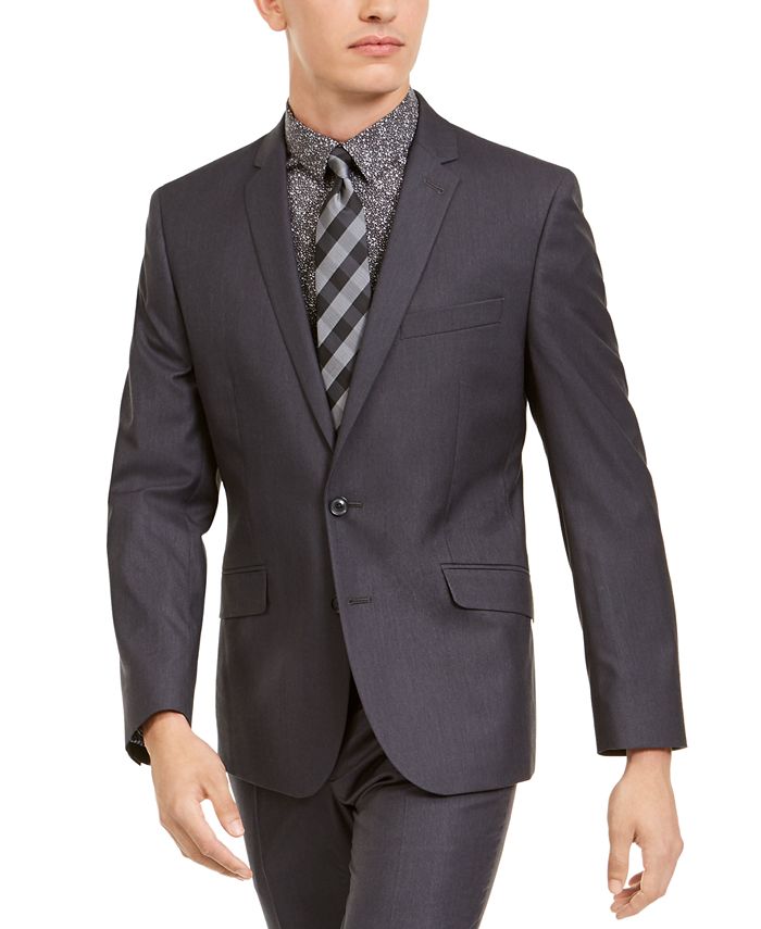 Billy London Men's Slim-Fit Performance Stretch Dark Gray Suit - Macy's