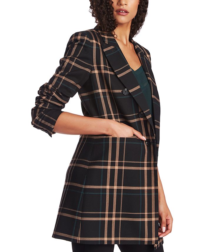 1.STATE Ruched-Sleeve Plaid Duster Jacket - Macy's
