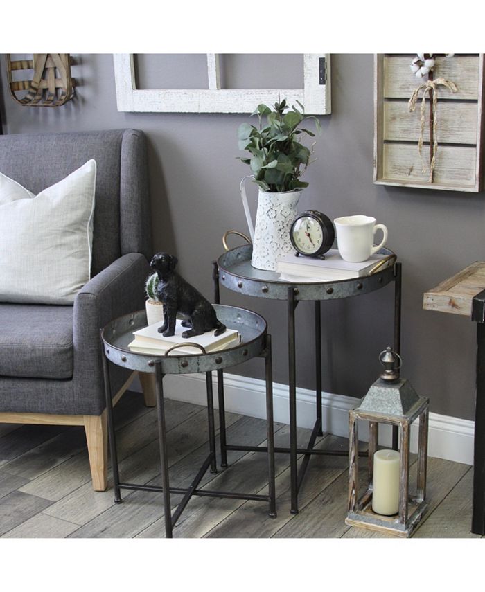 Stratton Home Décor Stratton Home Decor Set of 2 Metal Tray Tables - Macy's