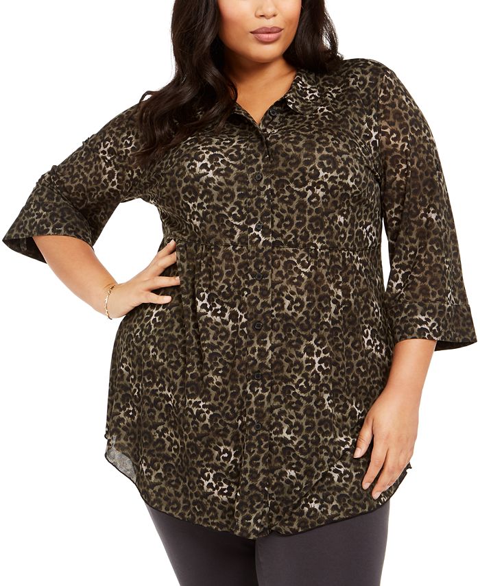 Style & Co Plus Size Animal Print Blouse, Created for Macy's - Macy's