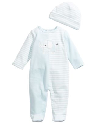 First Impressions Baby Boys 2-Pc. Hat & Footed Elephant Coverall Set ...