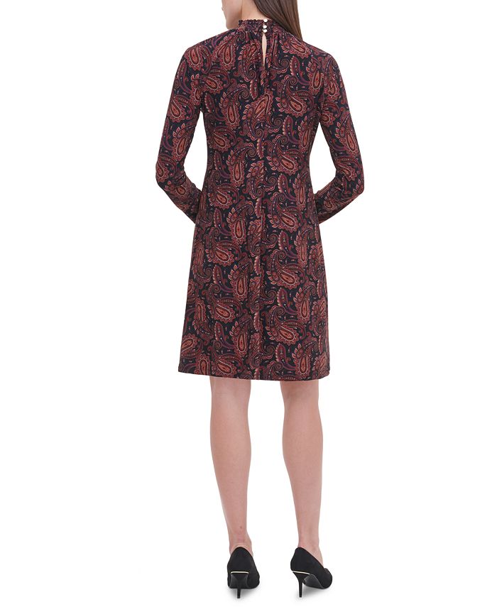 Tommy Hilfiger Paisley Mock-Neck Dress - Macy's