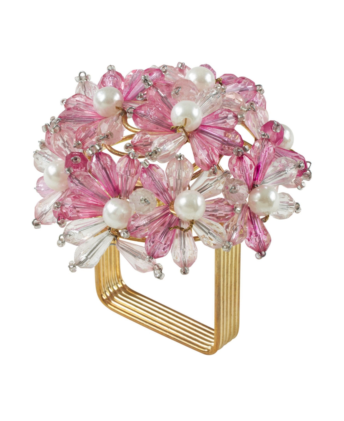 Click here for Saro Lifestyle Napkin Ring with Beaded Floral Desi... prices