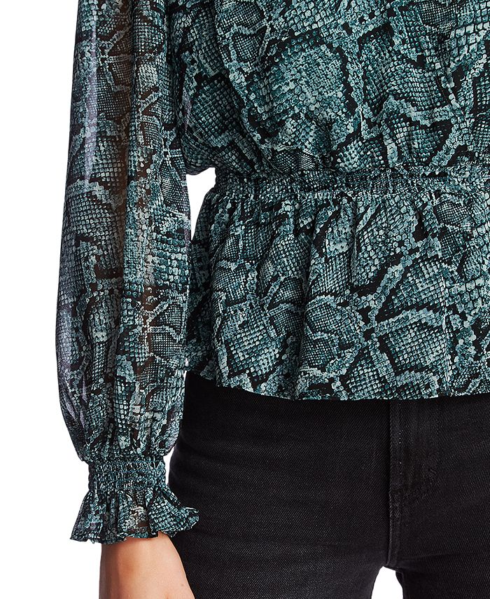 1.STATE Snake-Print Peplum Top - Macy's