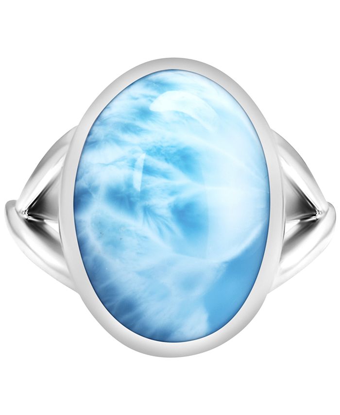 Marahlago Larimar (12 x 16mm) Oval Statement Ring in Sterling Silver ...