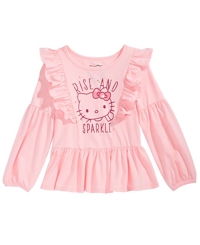 Hello Kitty Little Girls Ruffled Rise And Sparkle Top - Macy's