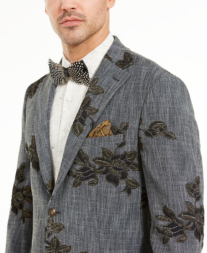 Tallia Men's Navy Melange Metallic Floral Dinner Jacket - Macy's