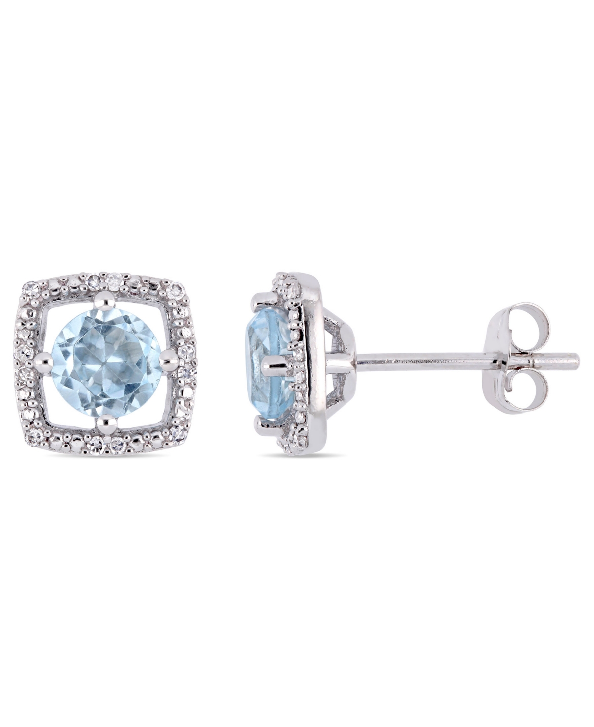 Click here for Blue Topaz (1 ct. t.w.) and Diamond Accent Halo Sq... prices