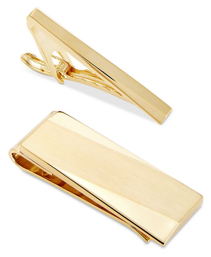 the Gift Men's Gold-Tone Tie Bar & Money Clip Set - Macy's