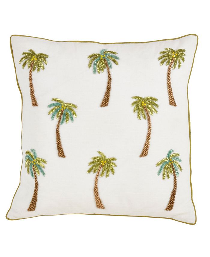 Saro Lifestyle Beaded Palm Trees Decorative Pillow, 18" x 18" - Macy's