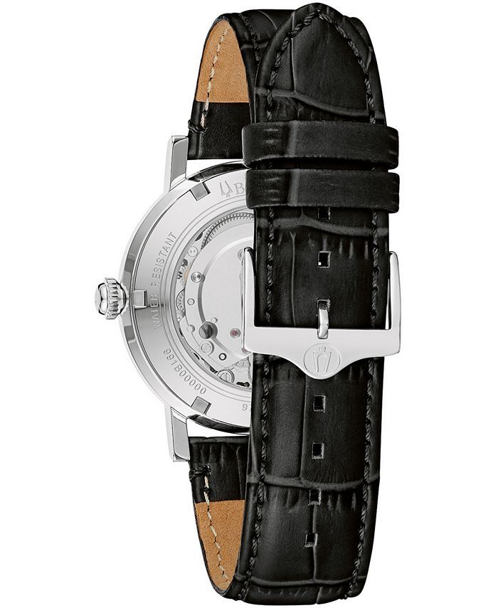 Bulova LIMITED EDITION Automatic American Clipper Black Leather Strap ...