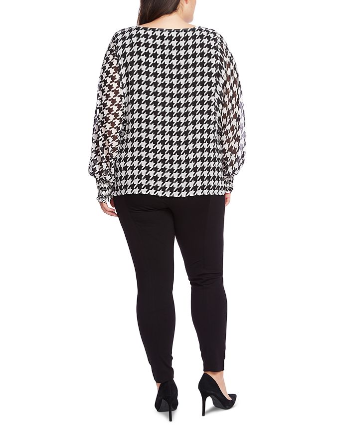 Vince Camuto Plus Size Houndstooth Blouse - Macy's