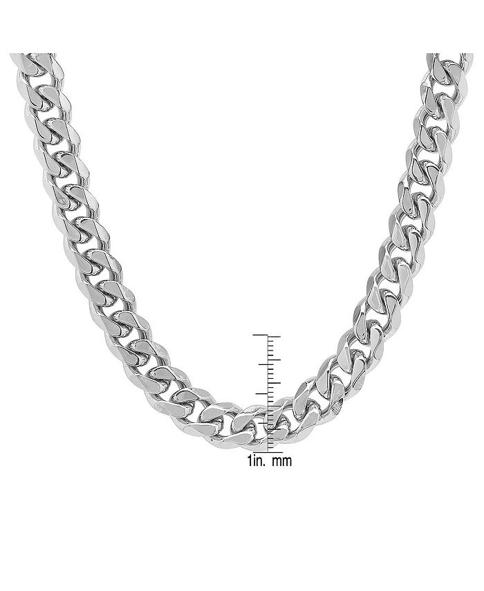 STEELTIME Men's Stainless Steel Thick Accented Cuban Link Style Chain ...